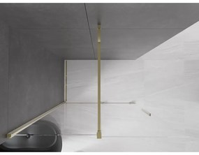 Mexen Velar, posuvné dveře do otvoru typ Walk-In 140 cm, 8mm čiré sklo, zlatá lesklá, 871-140-000-03-50