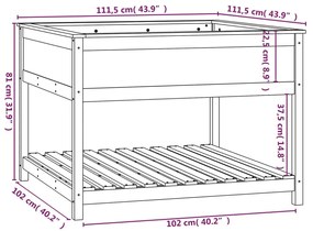 Truhlík s policí černý 111,5x111,5x81 cm masivní borové dřevo,  823805