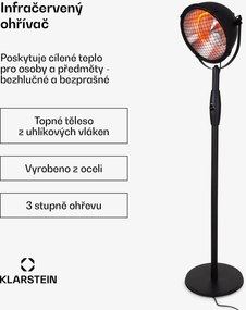 Blumfeldt Heatspot, infračervený ohřívač, terasový, 900/1200/2100 W, IR ComfortHeat, černý