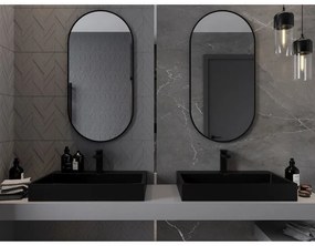 Mexen Loft, oválné koupelnové zrcadlo 100 x 50 cm, barva rámu černá matná, 9851-100-050-000-70