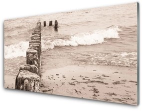 akrylový obraz Moře Pláž Architektura 100x50 cm