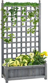Outsunny Vyvýšená zahradní bedýnka s treláží – Dřevěná treláž s podporou pro popínavé rostliny, 64 x 28 x 120 cm