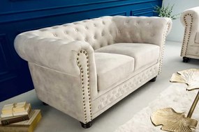 Designová dvousedačka Chesterfield 150 cm šampaňský samet - skladem