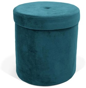 Taburet s úložným prostorem GRAND - 36 x 36 cm - modrozelený