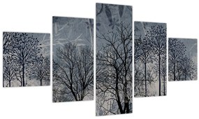 Obraz - Siluety stromů s listy (125x70 cm)