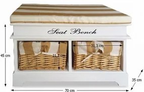 Dřevěná lavice s polštářem SEAT BENCH 4 NEW, bílá / medová