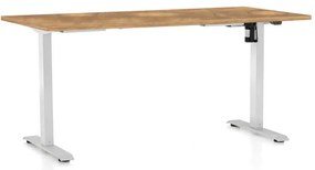 Výškově nastavitelný stůl OfficeTech A, 160 x 80 cm, bílá podnož, dub zlatý