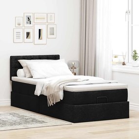 Osmanský postel s matrací černá 90x200 cm textil 3312445