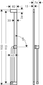 Hansgrohe Unica, sprchová tyč E Puro 650 mm s lehce posuvným držákem a sprchovou hadicí, chromová, HAN-24404000