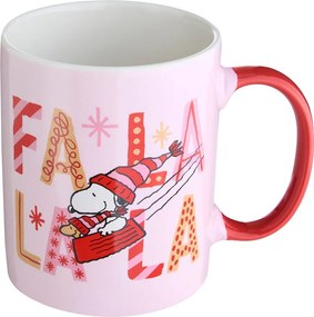 PEANUTS Hrnek "FaLaLaLa" 380 ml - sv. růžová