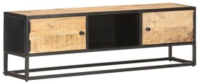 vidaXL TV stolek s vyřezávanými dvířky 130x30x40 cm hrubý mangovník