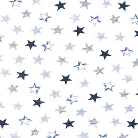 SCANquilt povlečení JERSEY hvězdy bílomodrá 140 x 200/70 x 90 cm