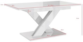 Casarredo Jídelní rozkládací stůl BRAGA bílý mat/beton