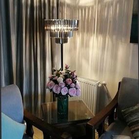 Toolight, podlahová křišťálová lampa 3xE14 APP925-3F, černá, OSW-01042