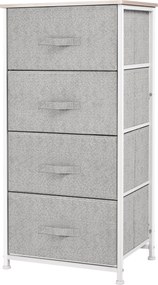 HOMCOM Komoda se 4 látkovými zásuvkami, úložný kabinet multifunkční pro ložnici, obývací pokoj a chodbu 45x30x92 cm šedá | Aosom
