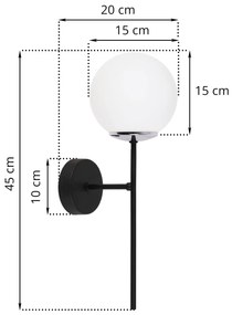 Nástěnné svítidlo Florence, 1x bílé skleněné stínítko, B/CH