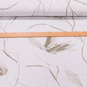 Dekorační závěs, 61269/48, khaki květy, šířka 140cm (látka v metráži)