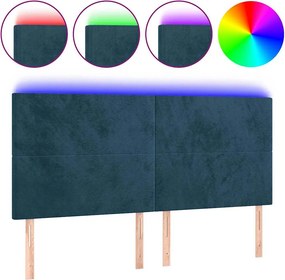Čelo postele s LED tmavě modré 180x5x118/128 cm samet 3122208
