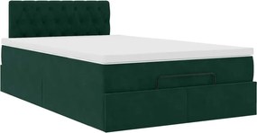 Osmanská postel s matrací &amp; LED tmavě zelená 120x190cm samet 3312683
