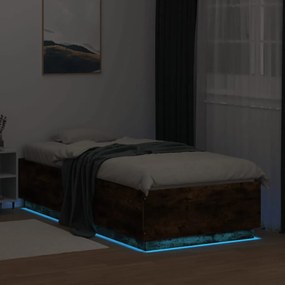 Rám postele s LED osvětlením kouřový dub 90 x 200 cm kompozit 3209636