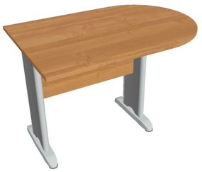 Stůl jednací oblouk 120 cm - Hobis Cross CP 1200 1 Dekor stolové desky: olše, Dekor lamino podnože: olše, Barva nohou: Stříbrná