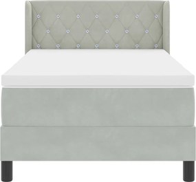 Postel s boxspringem s čelo Světle šedá 190 x 90 cm samet 3341390