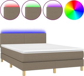 Box spring postel s matrací a LED taupe 140x190 cm textil 3133553