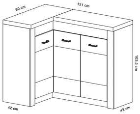 INDIANAPOLIS s | komoda I-15 O ROHOVÁ | 90x131 cm | jasan světlý