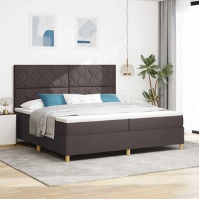 Postel s boxspringem s čelo Tmavě hnědá 200 x 200 cm textil 3339724