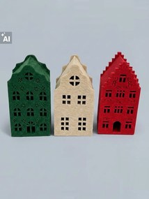 Sinsay - Stojící dekorace ve tvaru domů 3 pack - vícebarevná