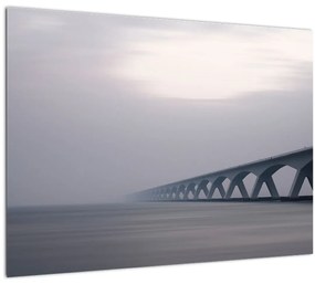 Skleněný obraz mostu v mlze (70x50 cm)