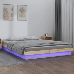 Rám postele s LED světlem 150 x 200 cm King Size masivní dřevo