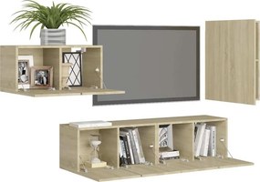 vidaXL 4dílný set TV skříněk dřevotříska [3079097] Barva: Betonová šedá