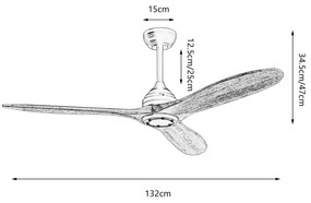 ZEVENTI - Stropní ventilátor LAURIA Wi-Fi Tuya černá/dub + DO