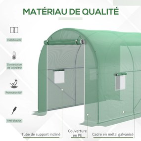 Zelený tunelový skleník Outsunny 6 m² s posuvnými okny a zipovým vchodem