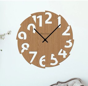 dřevo života Dřevěné hodiny na stěnu HALF Zvolte barvu dekoru: Horský dub, Zvolte velikost hodin (cm): 40x40
