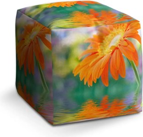 Sablio Taburet Cube Oranžová gerbera - 50x50x50 cm