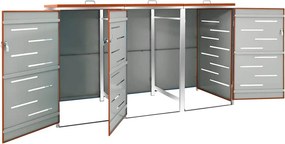 Přístřešek na tři popelnice 207 x 77,5 x 115 cm nerezová ocel 149564