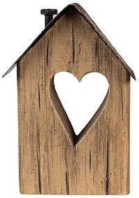 Hnědá antik dřevěná dekorace domek Nauticco - 11*6*16 cm