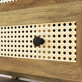 HOMCOM Úložný kabinet s 3 zásuvkami z ratanu 80 x 35 x 76 cm v jemném dřevěném vzhledu | Aosom