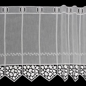 Brilltex Voálová vitrážová záclona 13/887 vyšívané oválky, s bordurou, smetanová, výška 45cm (v metráži)