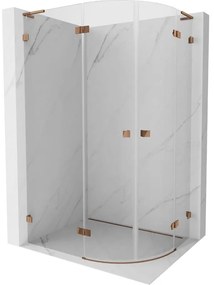 Mexen Lunar, L půlkruhový sprchový kout výklopný doleva 80 x 70 cm, 8mm čiré sklo, profil růžové zlato, 833L-080L-070P-60-00