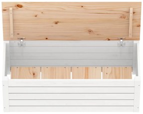 Úložný box bílý 89x36,5x33 cm masivní borové dřevo - Default Title