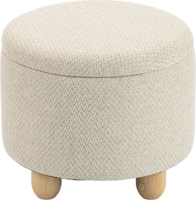 HOMCOM Stolička s úložným prostorem, kulatá sedací stolička s víkem, vzhled lnu pro obývací pokoj, ložnici, 38,5x38,5x33,5 cm Béžová