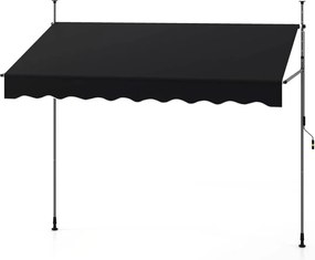 Costway 250 cm balkónová markýza bez vrtání s ruční klikou, výškově nastavitelná