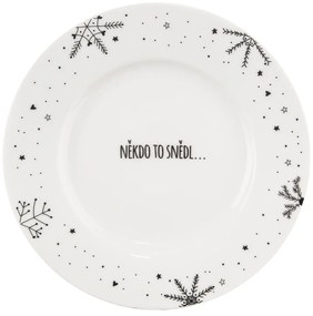 Bílý servírovací porcelánový talíř s vánočním motivem ø 20 cm – Dakls
