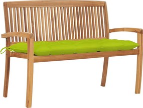vidaXL Stohovatelná zahradní lavice s poduškou 128,5 cm masivní teak [3063302] Barva: Jasně zelená