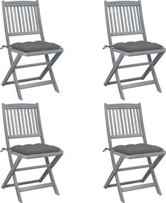 vidaXL Skládací zahradní židle s poduškami 4 ks masivní akáciové dřevo [3064579] Barva: antracitová