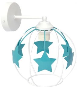 Dětská nástěnná lampa STARS 1xE27/15W/230V tyrkysová/bílá