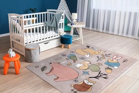 Dywany Łuszczów, Dětský kusový koberec Fun Forester beige, 80x150, vícebarevná, dětský pokoj